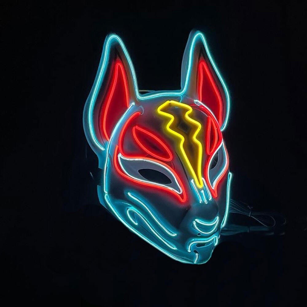 Cosplay Halloween Party Mask Luminous Light up Led Mask EL Neon Glowing ...