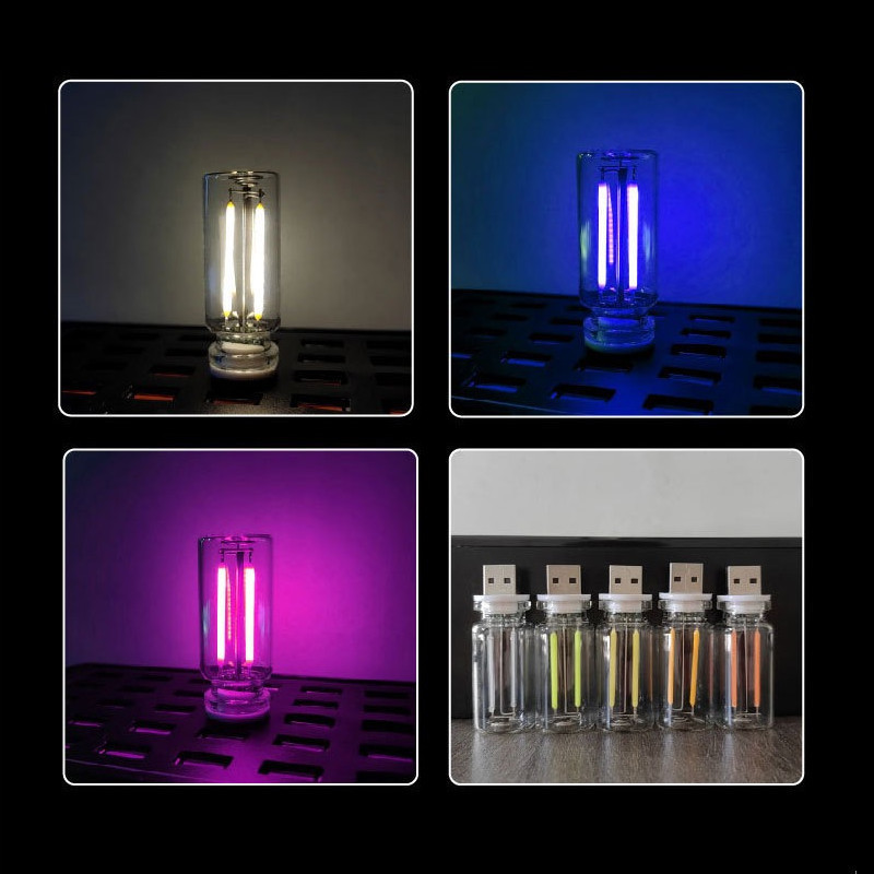 USB LED Filament Touch Dimming หลอดไฟ 5V USB ไฟกลางคืนแบบพกพา สร้าง ...