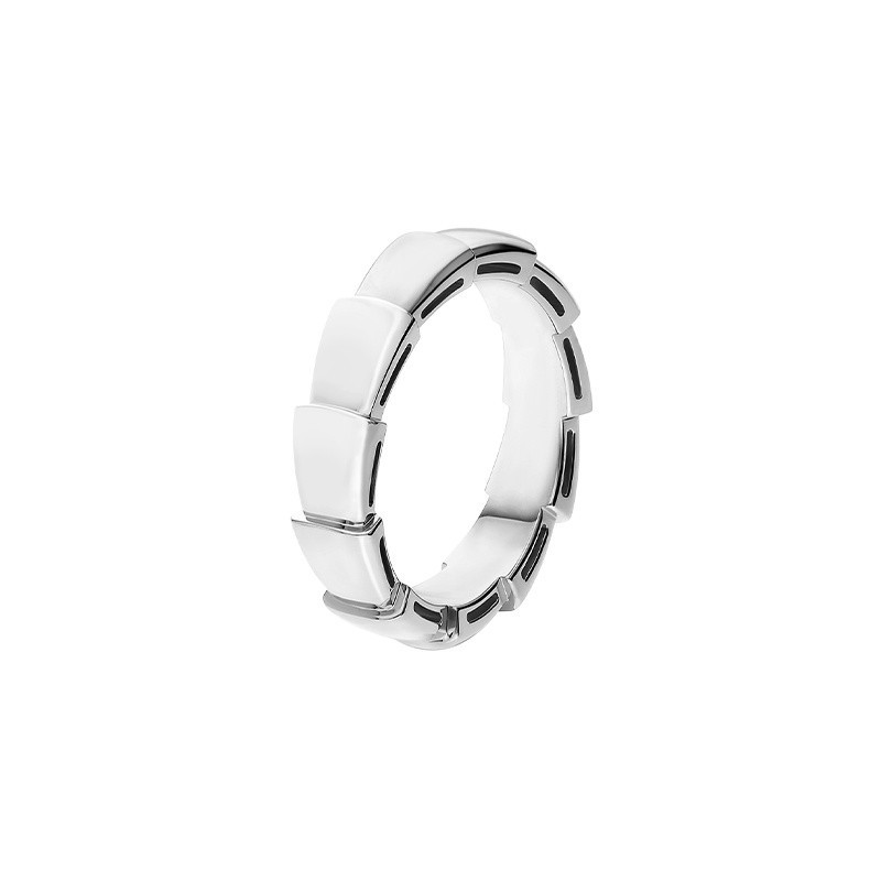[พร้อมกล่อง] Bvlgari Serpenti Wide Version White Gold Snake Bone Ring ...