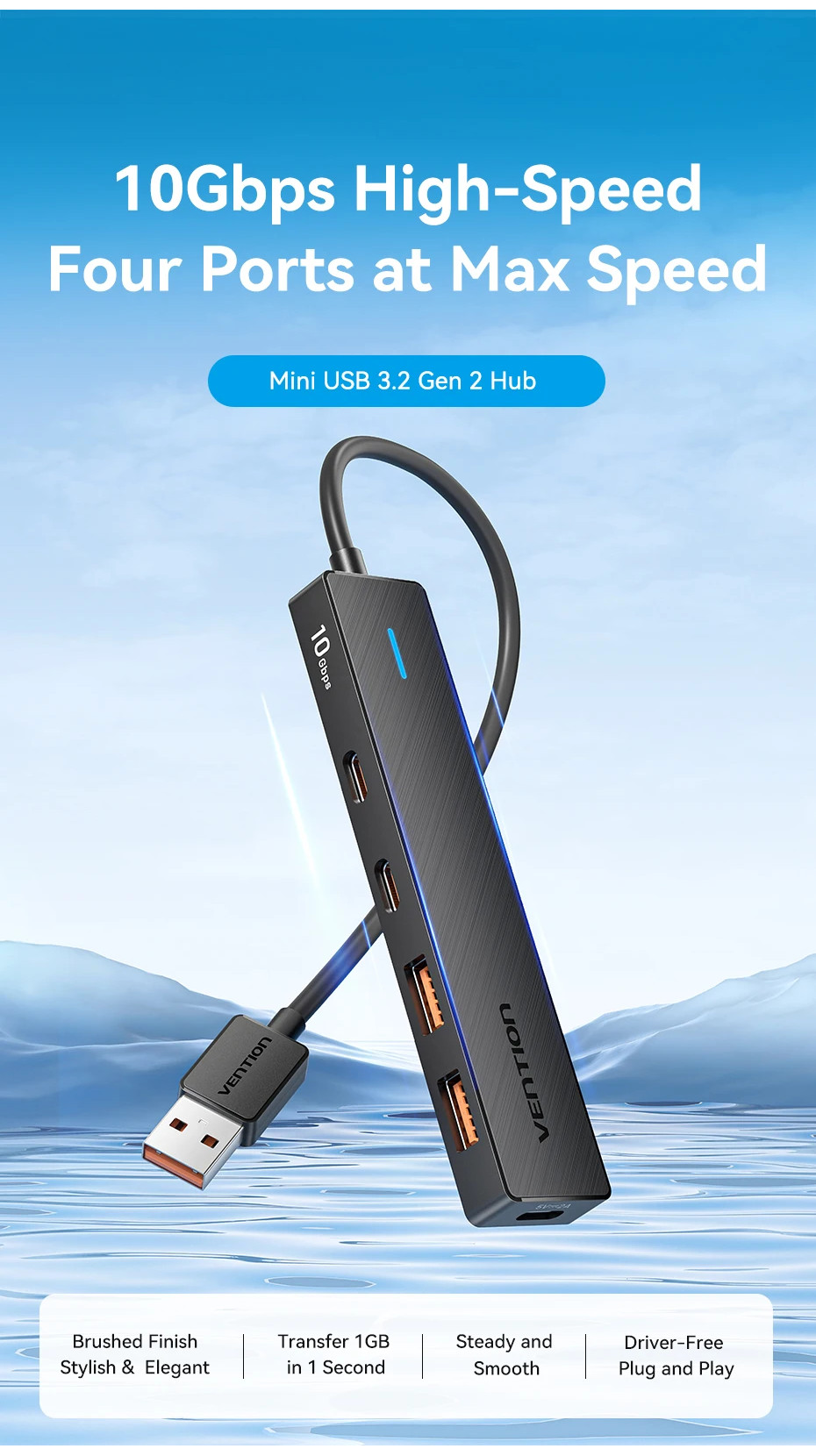 Vention USB HUB 10Gbps USB-A 3.2 Gen2 USB Splitter USB C USB A Hub 4 ...