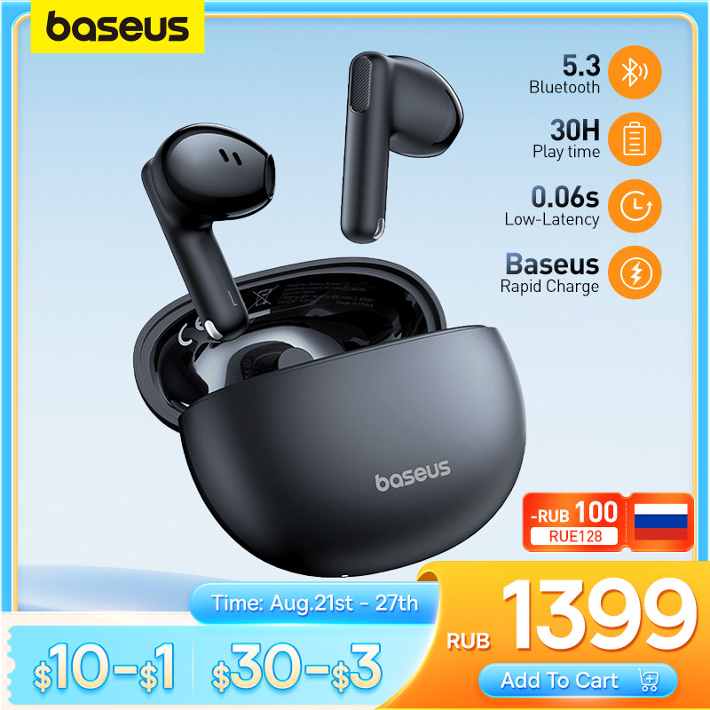 Baseus Bowie E12 หูฟังไร้สาย บลูทูธ 5.3 เวลาเล่น 30 ชั่วโมง 0.06s ความ ...