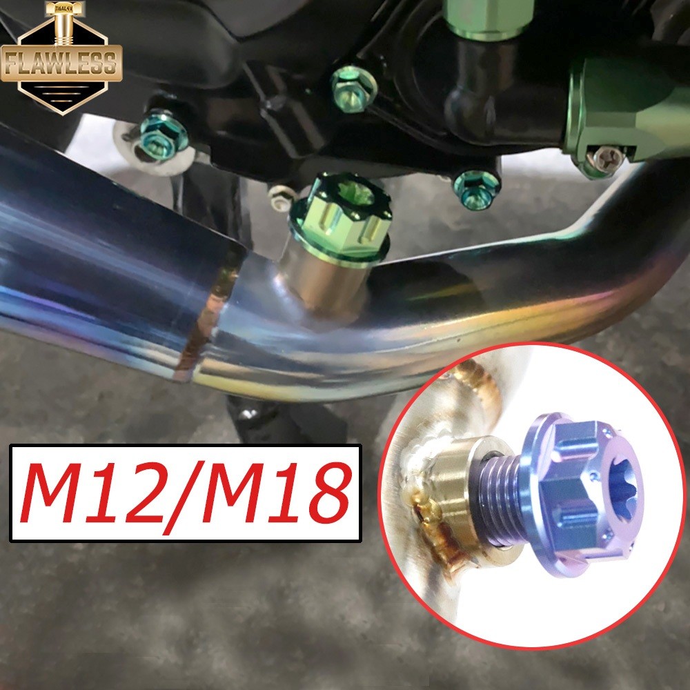 Flawlessti M121.25 M18x1.5 ไทเทเนียมไอเสีย O2 เซ็นเซอร์ปลั๊ก Bolt Nut ...