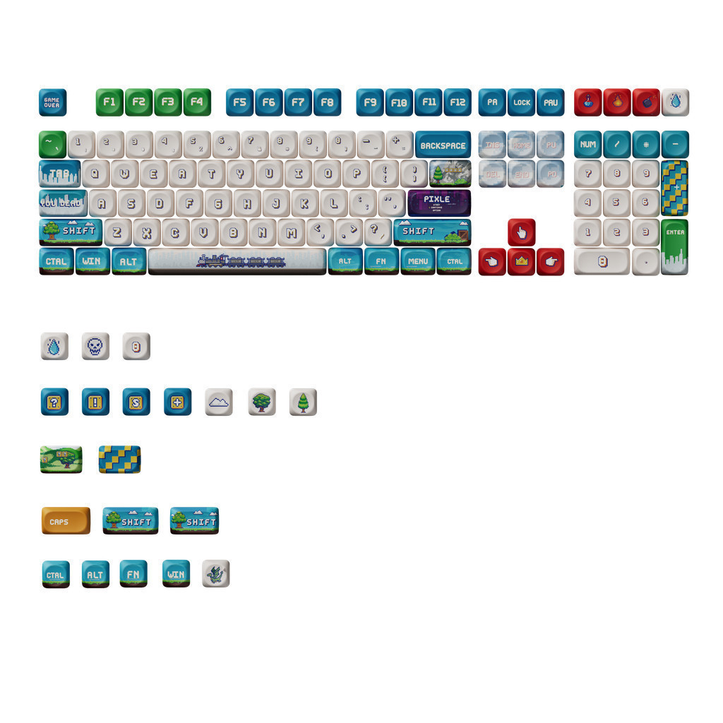 การ์ตูน DYE-SUB Keycaps OQO Profile สําหรับคีย์บอร์ดแบบกลไก MX Type ...