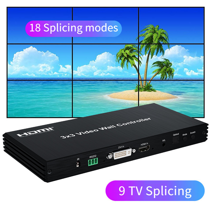 3x3 HDMI DVI Video Wall Controller 1080P 2x2 2x3 2x4 1x3 1x4 1x5 TV ...
