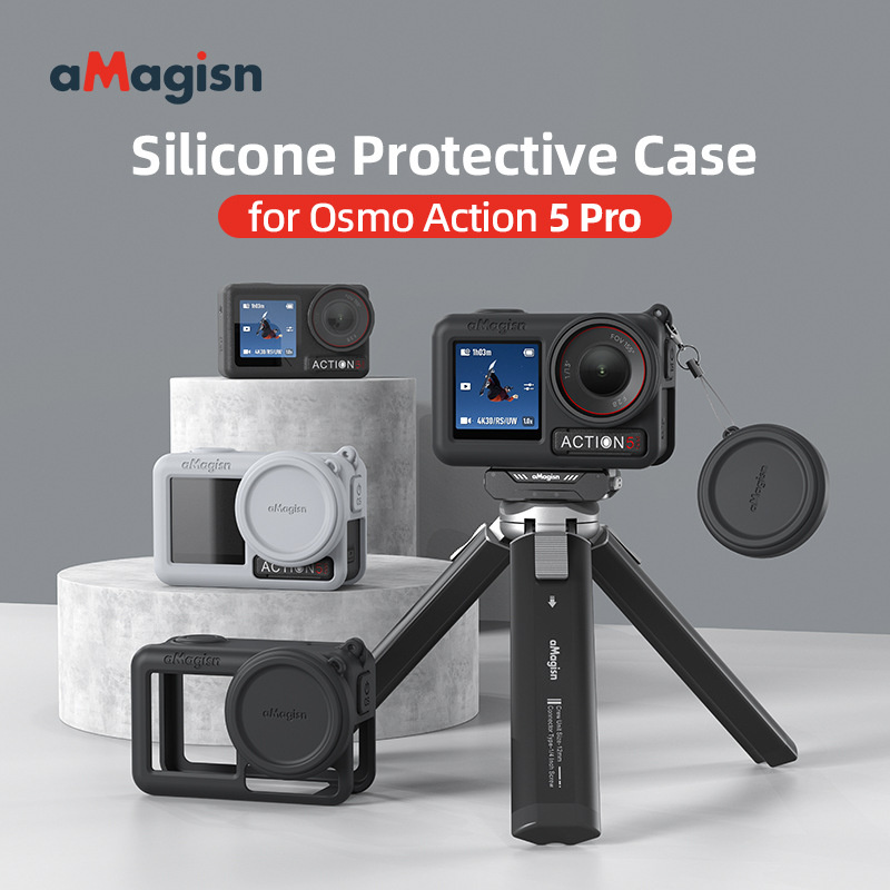 Amagisn DJI Omso Action 5Pro เคสซิลิโคนอุปกรณ์เสริมสําหรับกล้องแอคชั่นแ ...