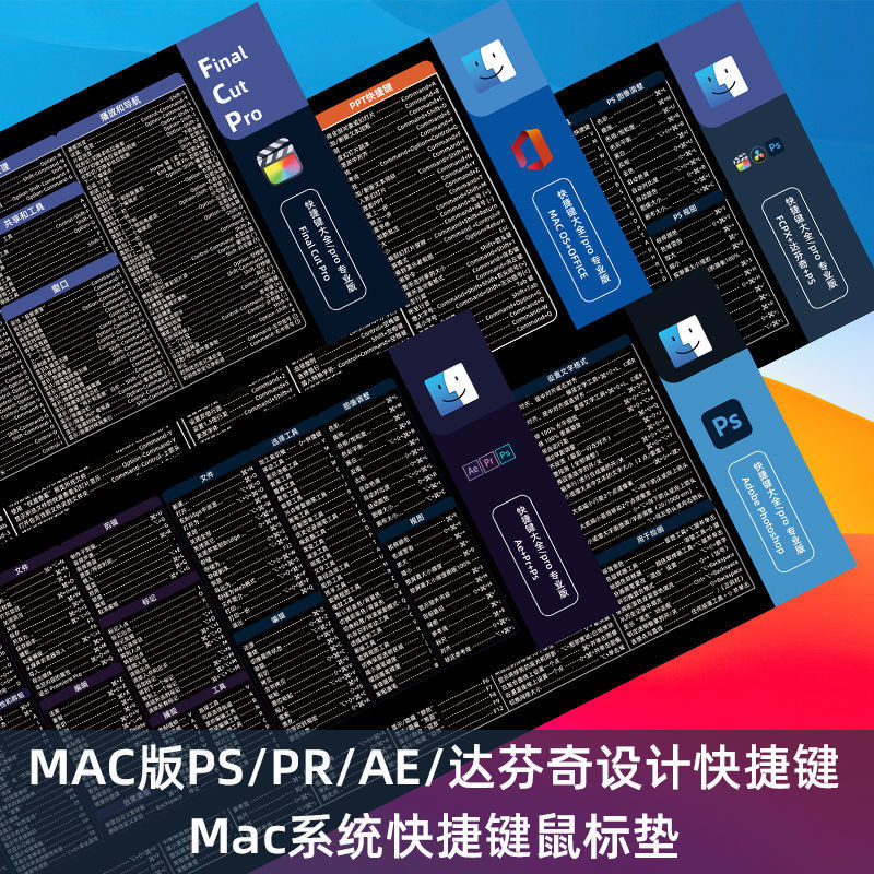 Mac รุ่นปุ่มลัดคอมพิวเตอร์ Apple ทางลัด PS/PR/AE/Da Vinci Fcpx แผ่นรองเมาส์แผ่นรองเมาส์ขนาดใหญ่ ...