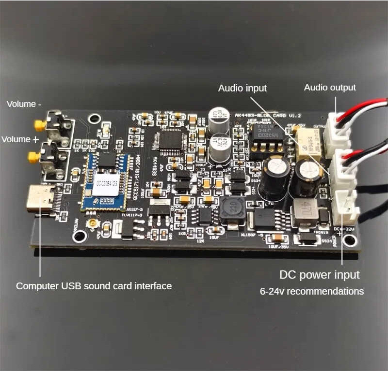 QCC3084 บลูทูธ5.3 + AK4493 DAC โมดูลรับสัญญาณแบบ Lossless พร้อมปุ่ม ...