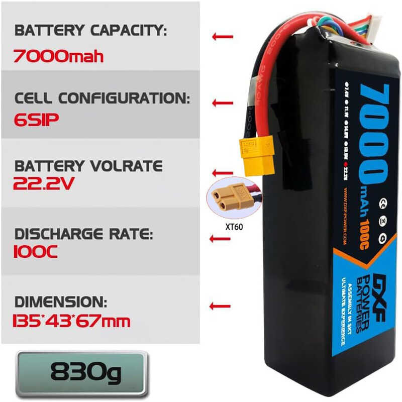 DXF A6a 6S Lipo 10000Mah 7000Mah 5200Mah 22.2V แบตเตอรี่กราฟีน Xt60 Xt90 Ec5 Xt | Shopee Thailand