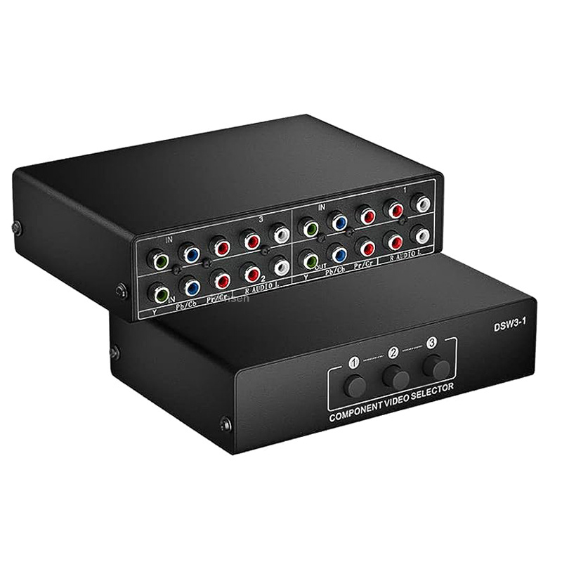 3 พอร์ต YPbPr RGB Component Switcher Selector 3 in 1 out Component AV ...
