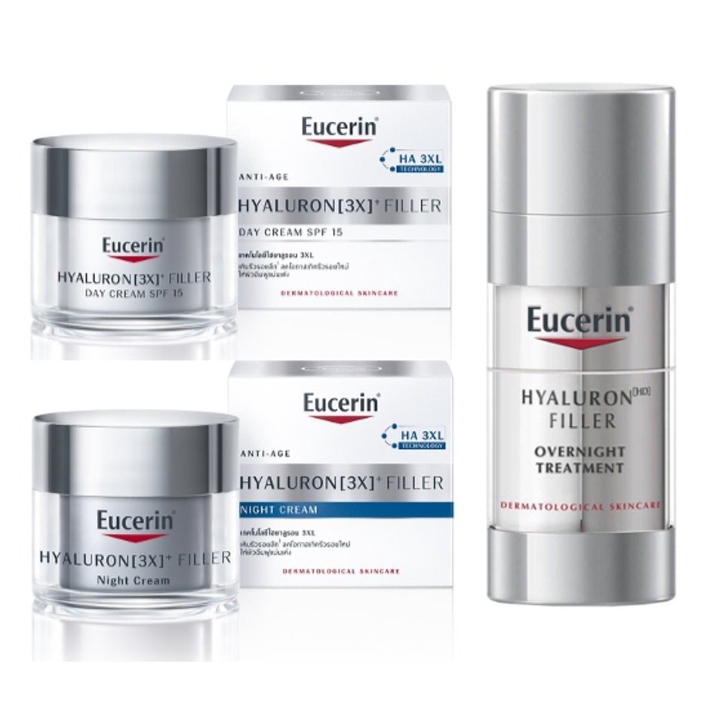 Eucerin Hyaluron (3x) Filler Set3 (Day Cream + Night Cream 50ml + Overnight Treatment 30ml ...