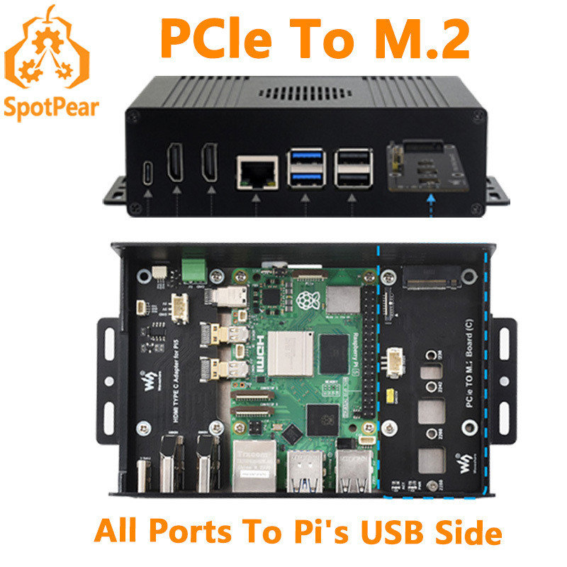 Raspberry Pi 5 Box Case Kit-C PCIe To M.2 NVMe SSD หลายพอร์ตถึงด้าน USB ...