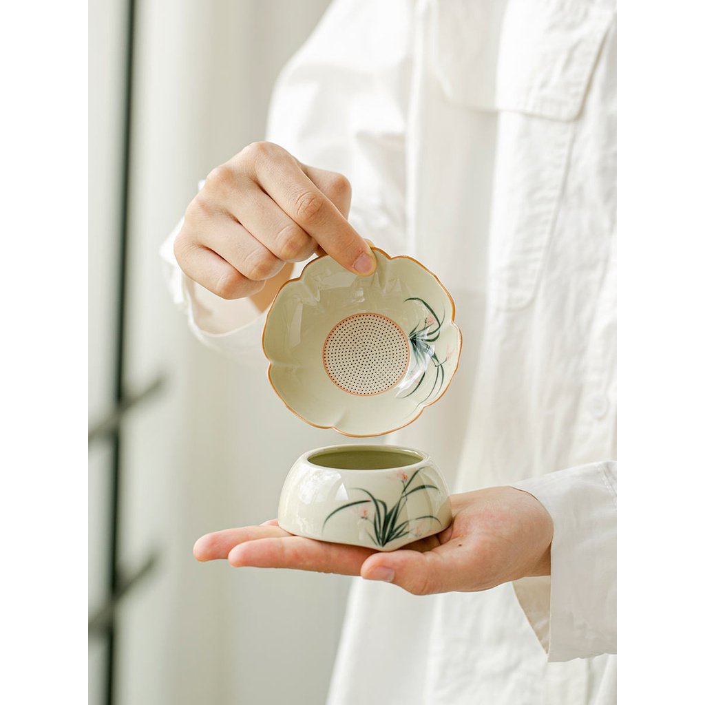 Ruli Plant Ash Hand-painted Orchid Tea Leakage Filter Integrated ...