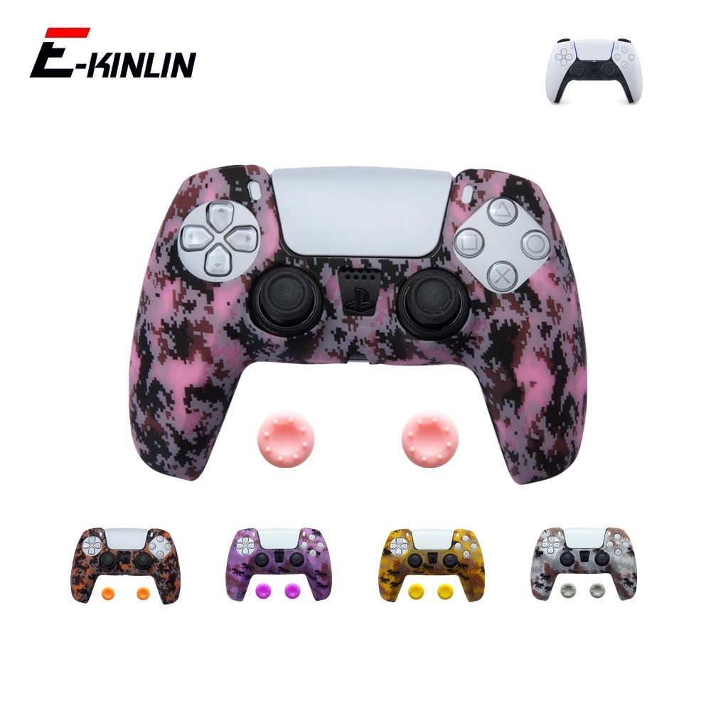 ซิลิโคน Anti Slip Sleeve Camouflage เปลือกป้องกันกันฝุ่นกรณีจอยสติ๊ก ...