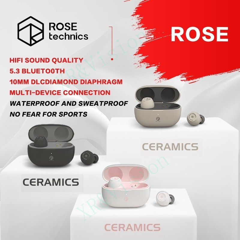 ROSE TECHNICS CERAMICS Headset Bluetooth 5.3 Bean Type True Wireless Game Sports Good Sound ...