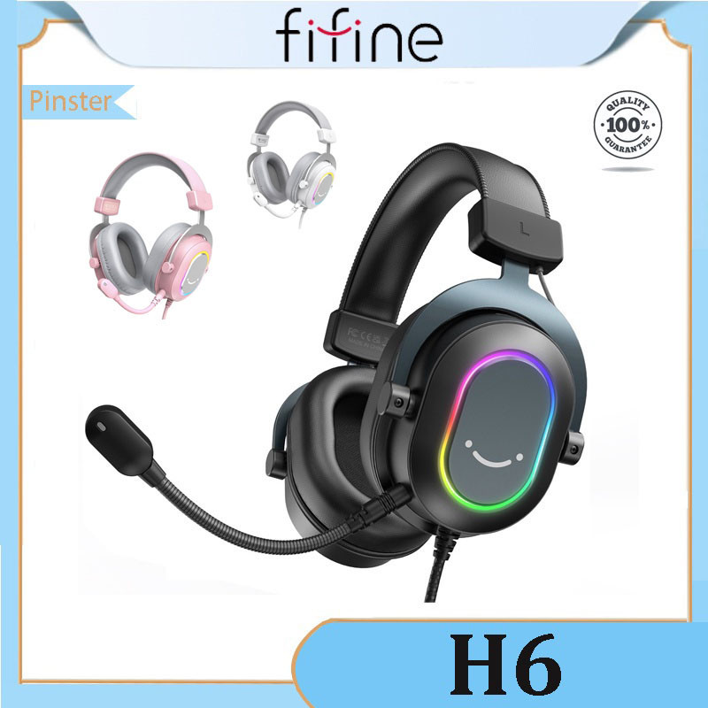 Fifine H6 ชุดหูฟังเล่นเกม แบบใช้สาย พร้อมไมโครโฟน ไฟ RGB 7.1 | Shopee ...