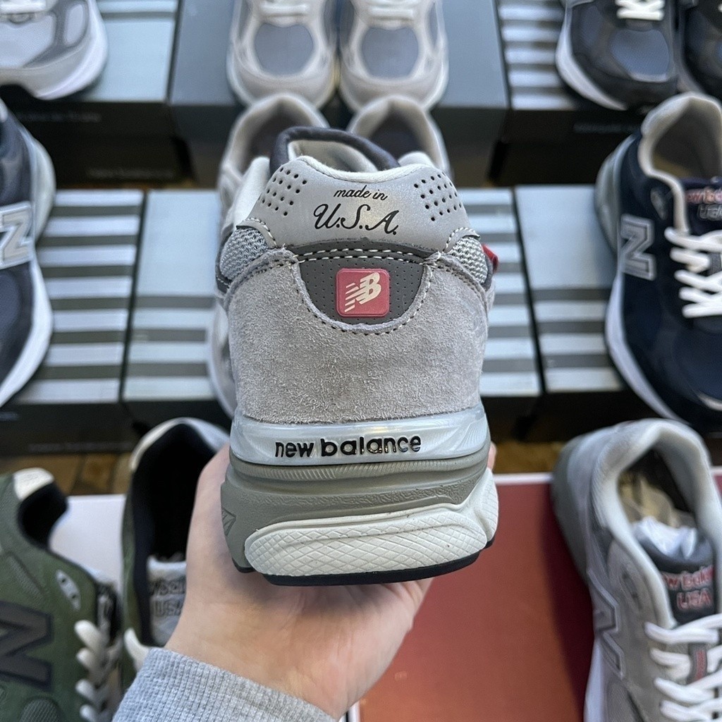 New Balance 990 V3 รองเท้ากีฬาสีเทาสีแดง nb990 100% m990v53 NB รองเท้า ...