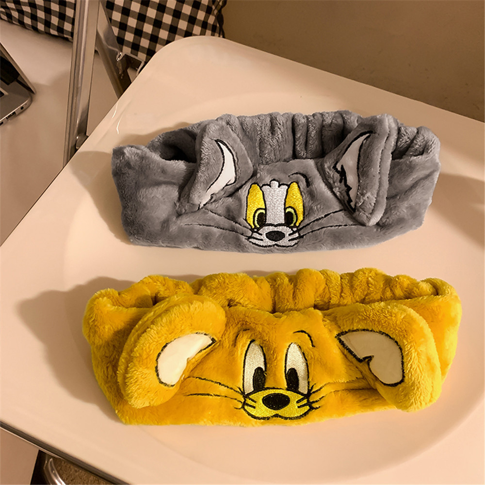 Tom and Jerry Cute Face Wash Headband Plush Facial Mask Makeup Hairband ...