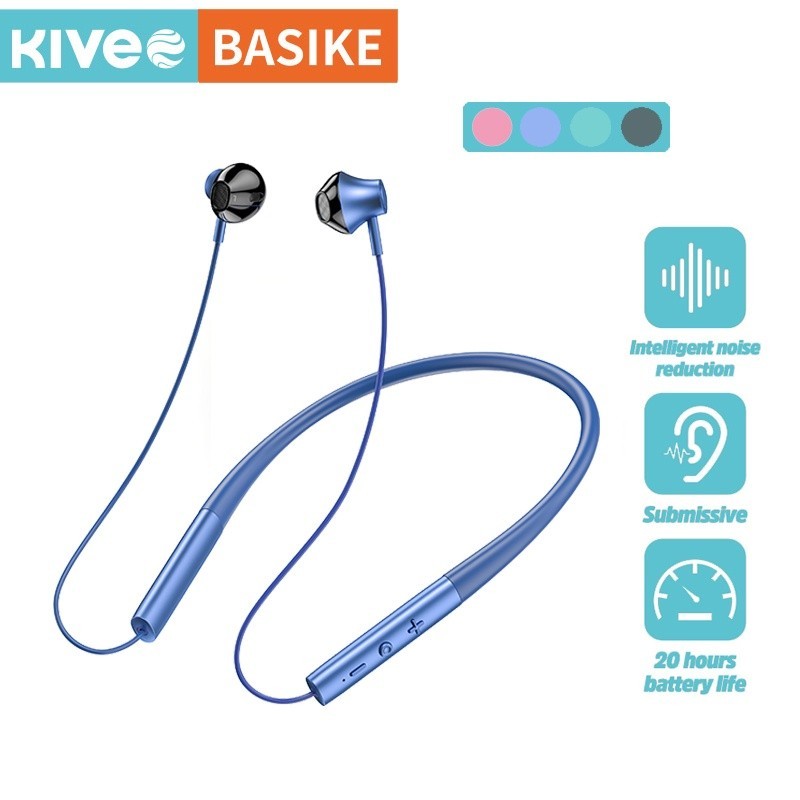 KIVEE หูฟังไร้สายบลูทู ธ TWS Neck Band หูฟังพร้อมไมโครโฟนหูฟังกีฬาเบส ...