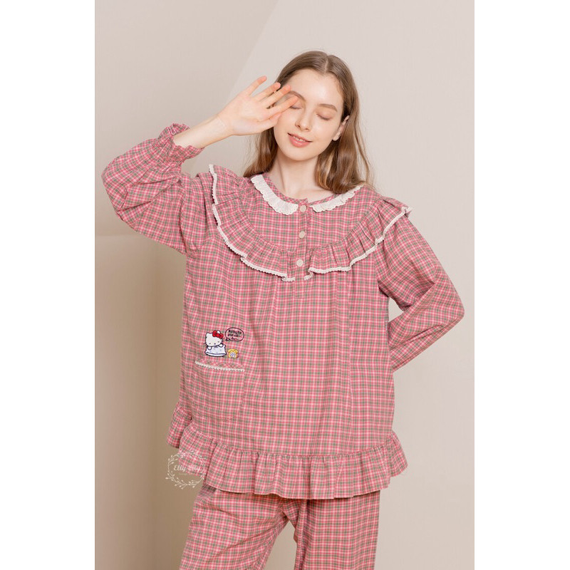 [ของแท้] Korean KITTY Pink Stripe Sleeping Set | Shopee Thailand
