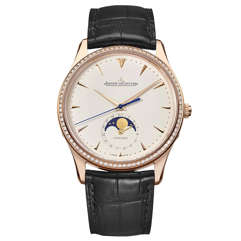 Jlc/jlc Master Series 18K Rose Gold Moon Phase Diamond นาฬิกาผู้ชายกลไก ...
