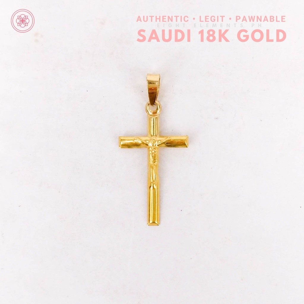 Cod PAWNABLE 18k Legit Original Pure Saudi Gold Half Cross Crucifix ...