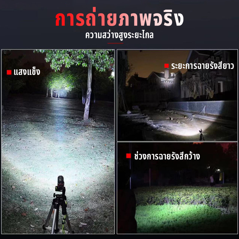 Yonii X80 ไฟฉาย LED กลางแจ้ง, ไฟฉายอลูมิเนียมอัลลอยด์ซูมแสงแรง, ไฟฉาย ...