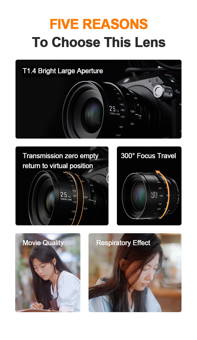 SG Image 25mm 35mm 50mm 75mm T1.4 คู่มือเต็มกรอบขนาดใหญ่ Cine เลนส์สําหรับ Sony FE mount FX3 A7 ...