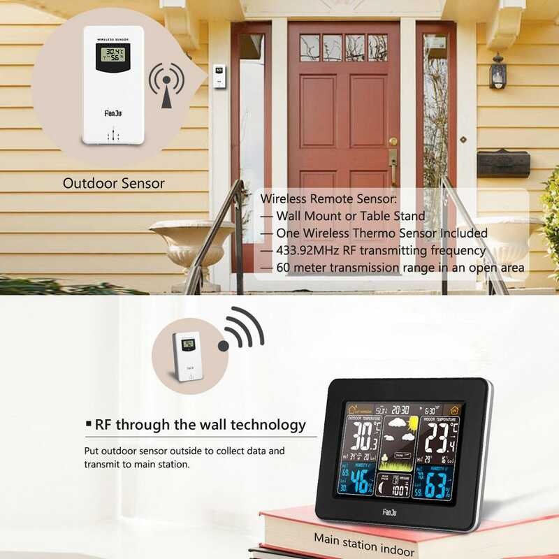 FJ3365 FanJu Color Station Indoor/Outdoor Wireless Temperature Humidity ...