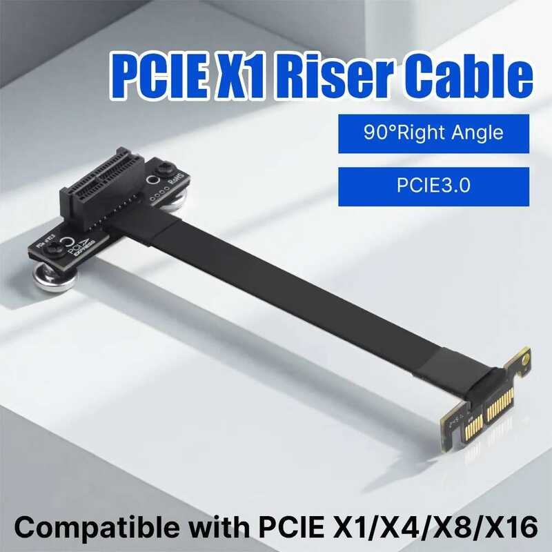 90 สายต่อขยายมุมขวา องศา 3.0 X 4 การ์ด PCI-E Riser Ribbon Extender ...