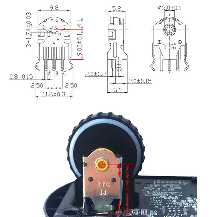 Original TTC Rotary Mouse Scroll Golden Wheel Encoder 8-9-10-11-12-13 ...