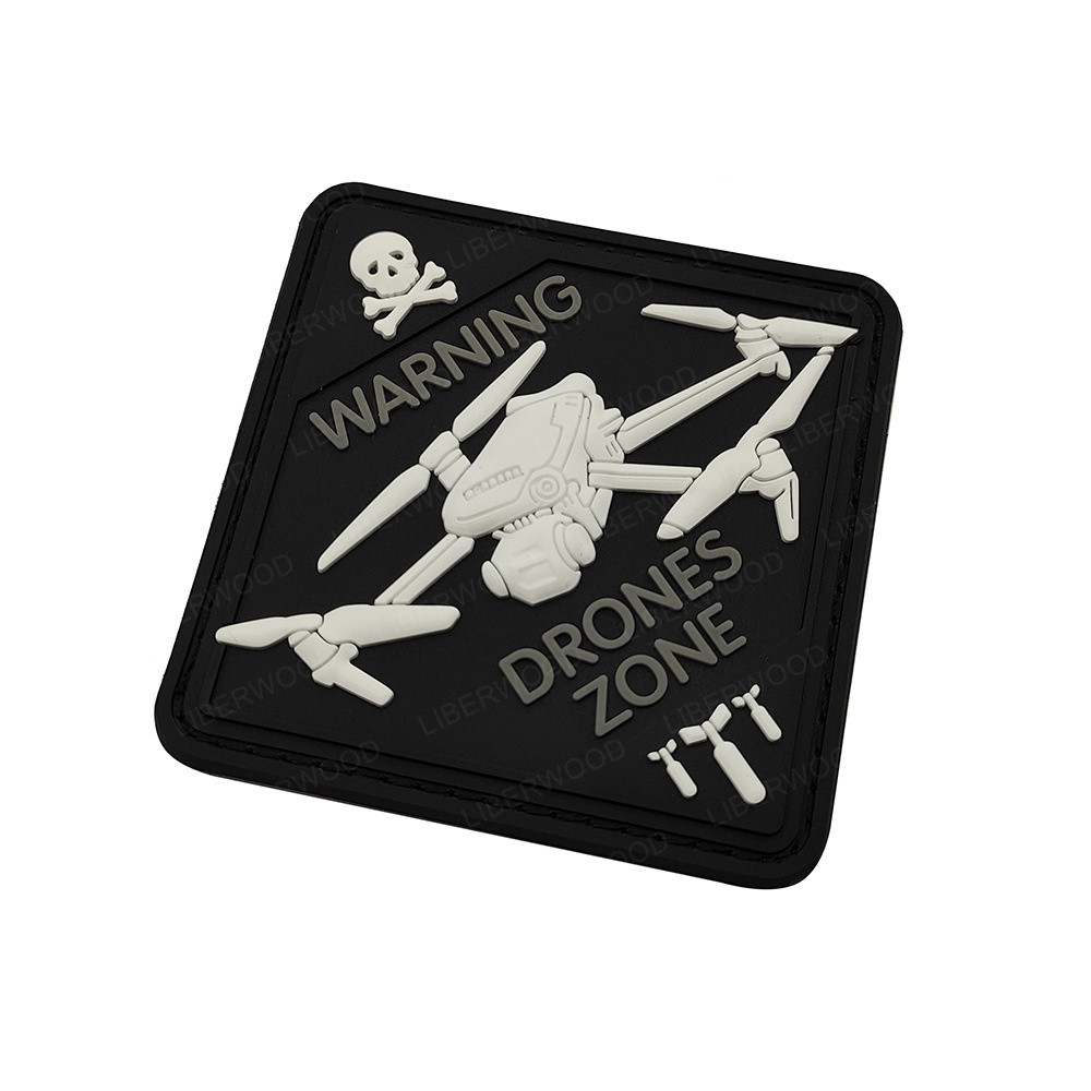 Warning DRONES ZONE ยุทธวิธี Patch Unmanned Aerial รถ UAV 3D PVC Hook ...