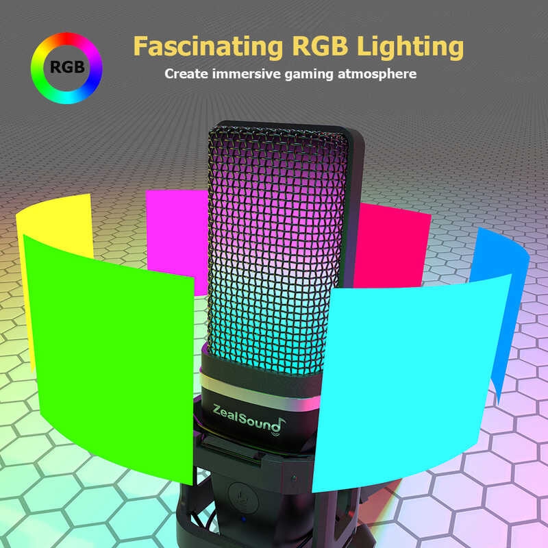 RGB Zealsound USB Gaming Condenser Microphone For PC PS4 PS5 with Pop ...