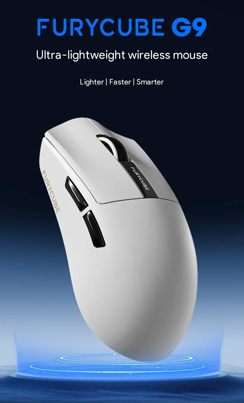 Furycube G9 Tri-mode Mouse 59g น้ําหนักเบา PAW3311 สมาร์ทจอแสดงผล 500mAh ชาร์จสําหรับ PC Gaming ...