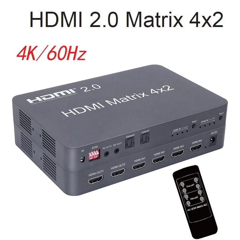 4k 60Hz 4x2 Matrix HDMI 2.0 Video Switch Splitter Converter พร้อมเสียง ...