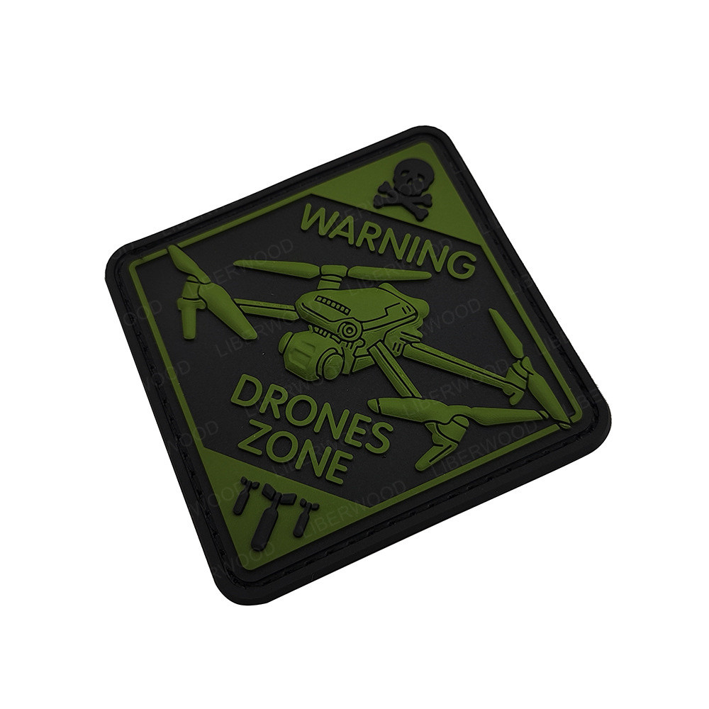 Warning DRONES ZONE ยุทธวิธี Patch Unmanned Aerial รถ UAV 3D PVC Hook ...