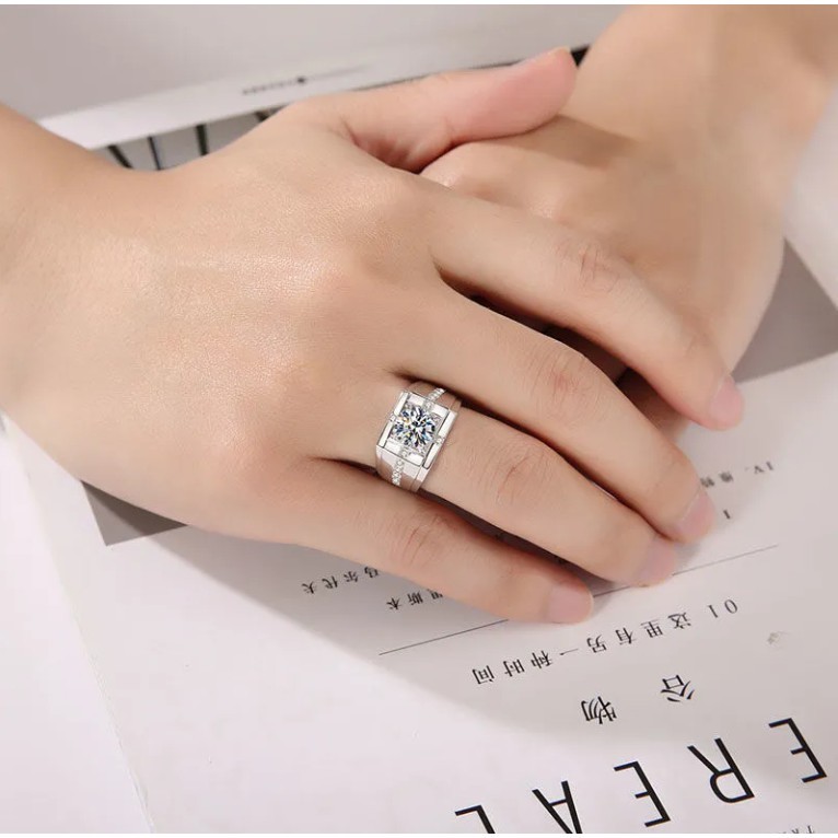 ♞,♘[พร้อมใบรับรอง Gra] Moissanite แหวนเพชร เงินแท้ 100% S925 1 กะรัต หัวใจ และลูกศร เรียบง่าย ...