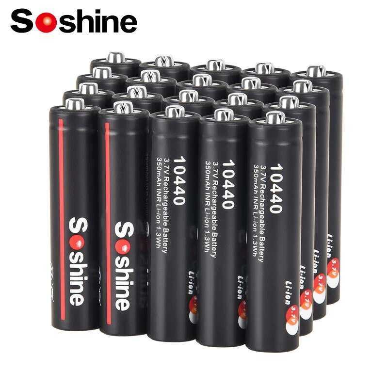 แบตเตอรี่ลิเธียม Soshine 3.7V AAA 10440 Li-ion ชาร์จได้ 350mAh สำหรับ ...