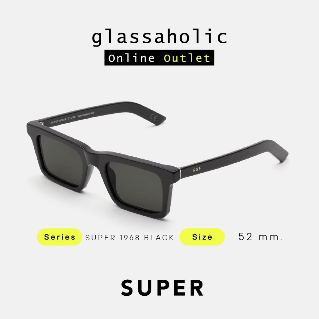 [รุ่นฮิตพิเศษ] แว่นกันแดด SUPER by RETROSUPERFUTURE รุ่น SUPER 1968 BLACK ทรงเหลี่ยมแฟชั่น แนว ...