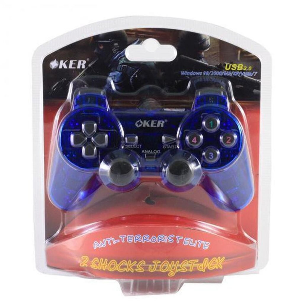OKER U-706 BLUE JOYSTICK USB จอยเกมส์ PC เดี่ยวสั่น รับประกันศูนย์ไทย 1 ...