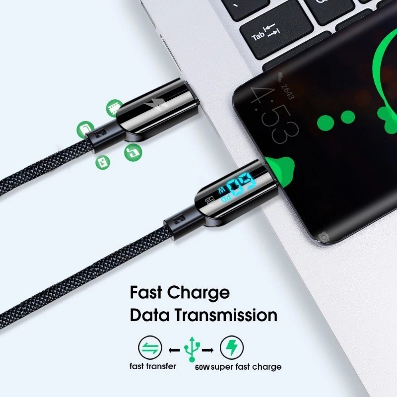 60w Nylon Braided Data Charger Cord - Quick Data Charger Wire - Fast ...
