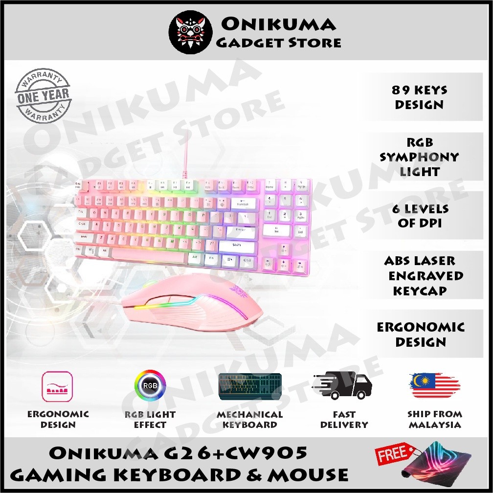 Onikuma G26 + CW905 Pinky RGB Combo Gaming Mechanical Keyboard และ ...
