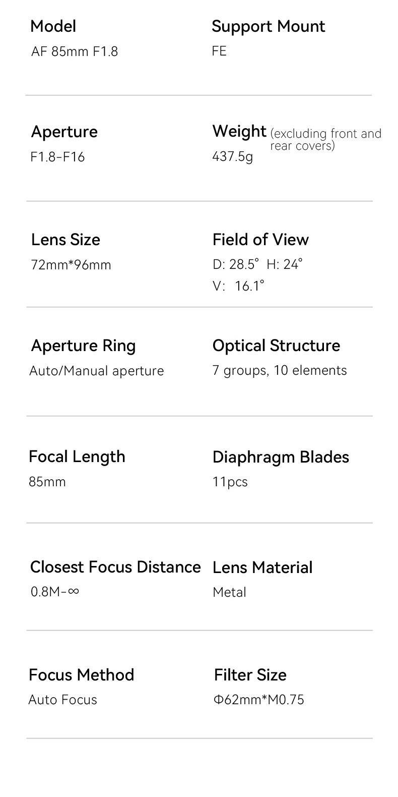 7artisans 85mm F1.8 Full Frame AF Auto Focus รูรับแสงขนาดใหญ่ STM Prime เลนส์สําหรับ Sony E ...