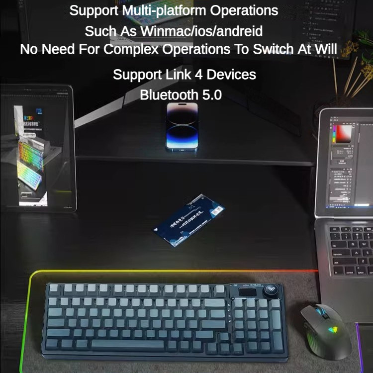 Aula F98Pro V2 สามโหมด 2.4G ไร้สายบลูทูธไร้สายที่กําหนดเอง Hot Swap คีย์บอร์ดแบบกลไก South LED ...