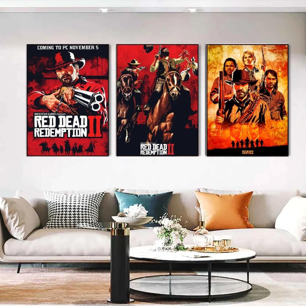 Red Dead Redemption 2ภาพพิมพ์และโปสเตอร์ที่มีคุณภาพดีสติกเกอร์กระดาษกัน ...