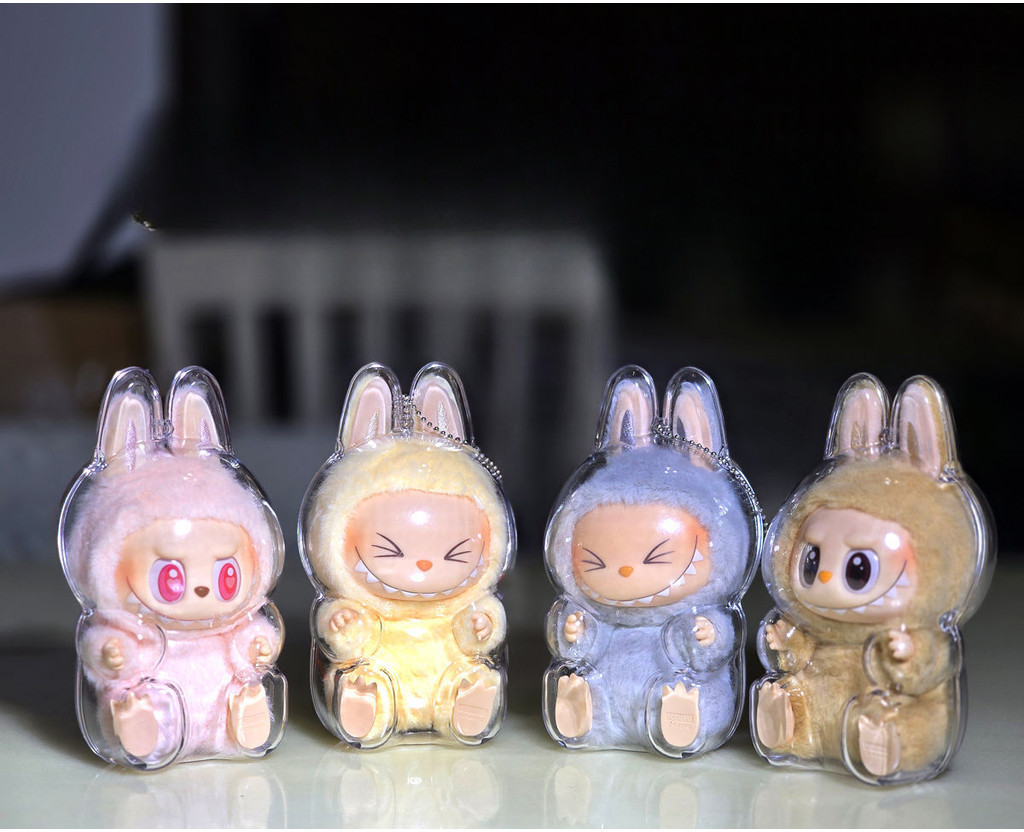 Labubu V2/V1 เคสอะคริลิคป้องกันโปร่งใสแบบพกพากล่องเก็บสายเคเบิล Mystery ...