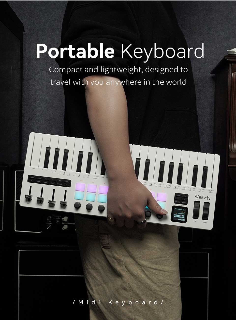 M-VAVE SMK-37 PRO 37 คีย์ MIDI คีย์บอร์ด 16 แผ่น RGB และ 8 ปุ่มรองรับ ...