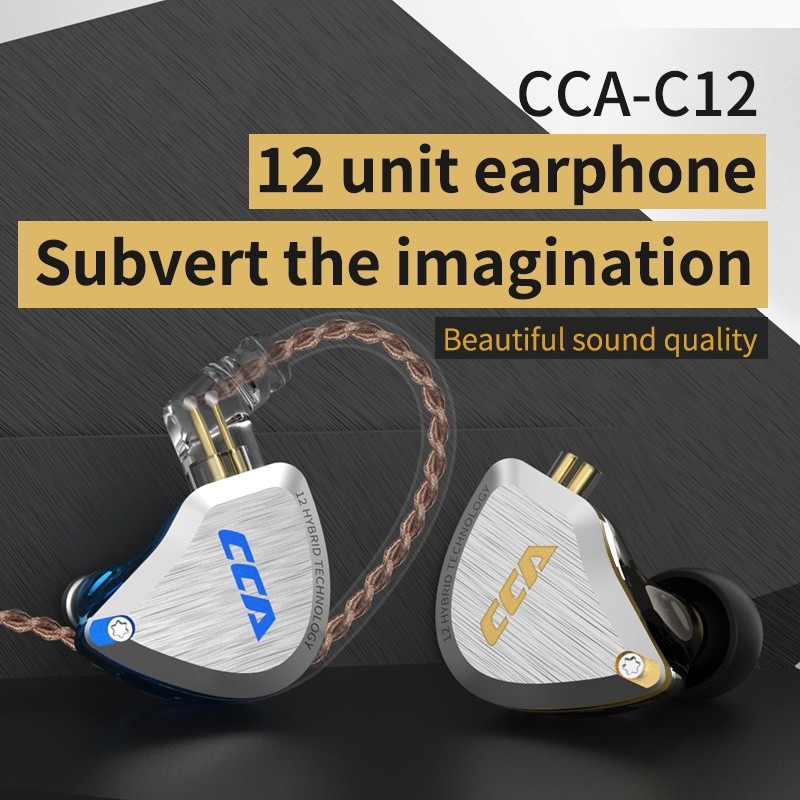 Cca C12 5BA+1DD ชุดหูฟังอินเอียร์ 12 หน่วยไดรเวอร์ HIFI DJ ตัดเสียงรบกวน แบบมีสาย PC KZ ZS10 Pro ...