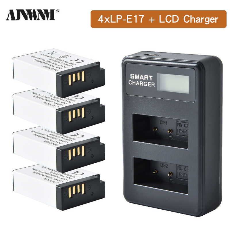 LP-E17 4 LPE17 LP E17 Camera Battery+NEW LED Dual USB Charger for Canon ...