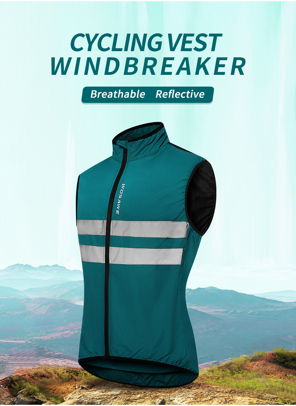 Wosawe เสื้อกั๊กขี่จักรยานผู้ชายกันฝนกันลมสะท้อนแสงระบายอากาศกีฬา ...