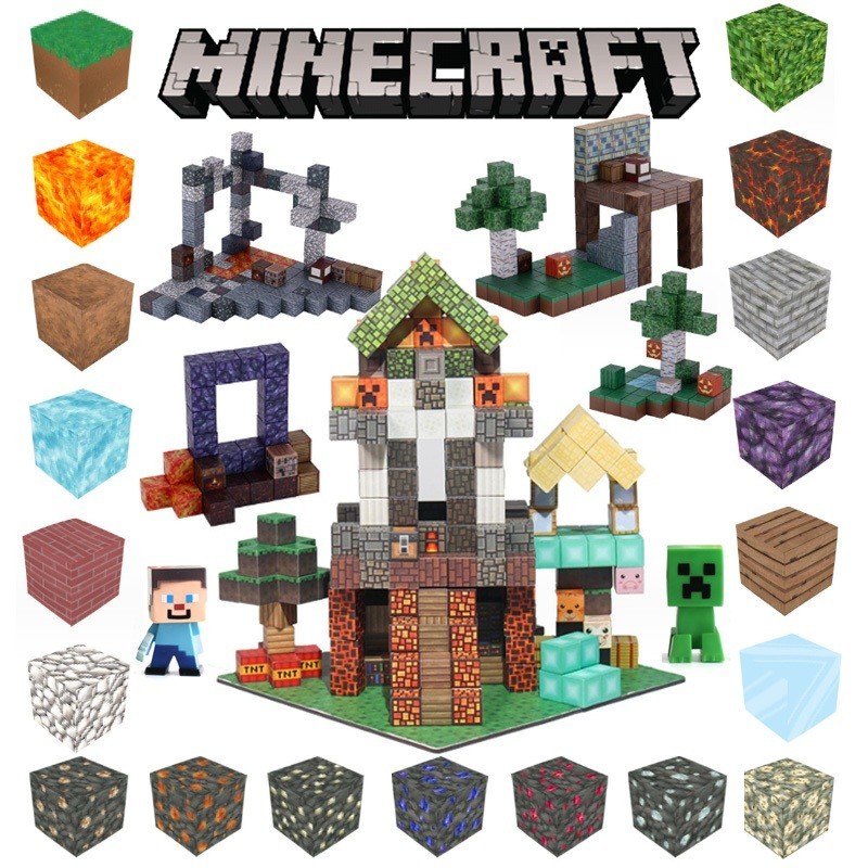 ของเล่นบล็อกตัวต่อแม่เหล็ก รูป Minecraft Ore Merchandise MC เพื่อการ ...